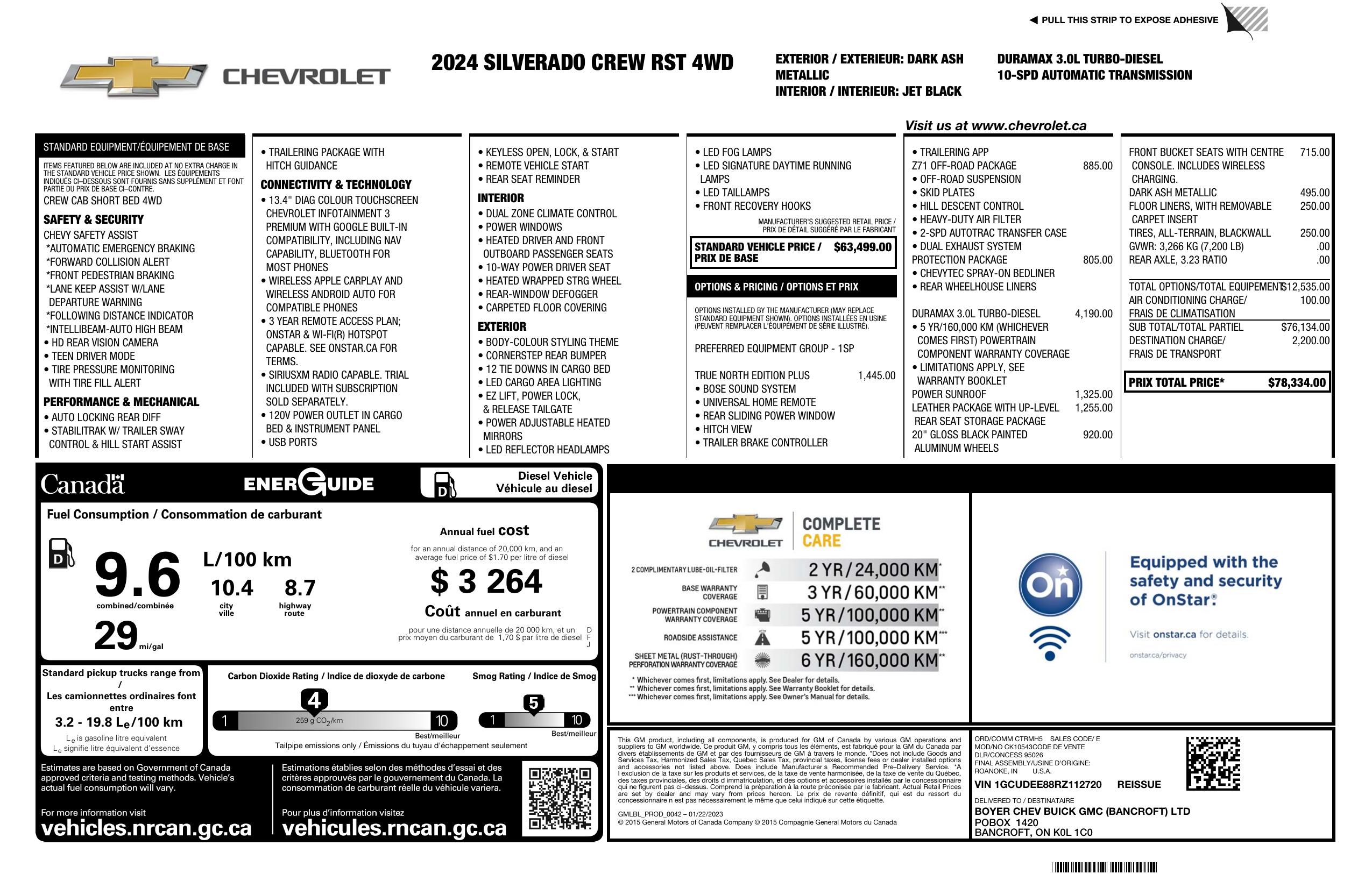 Window Sticker for 2024 Chevrolet Silverado 1500