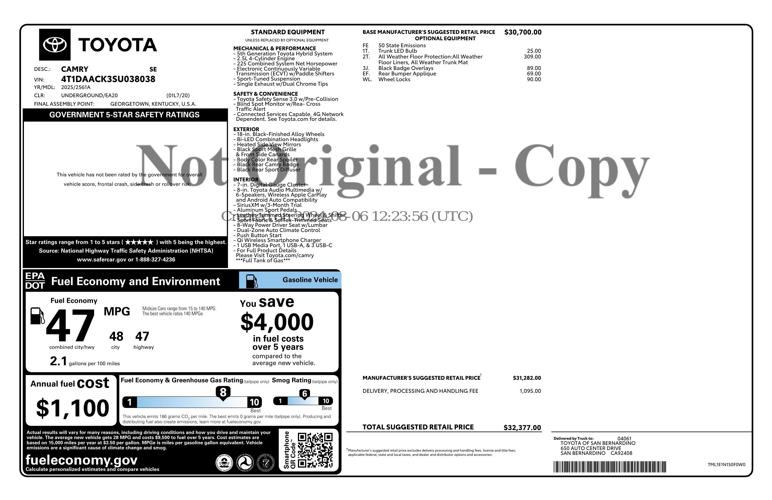 Sold 2025 Toyota Camry SE in Montclair