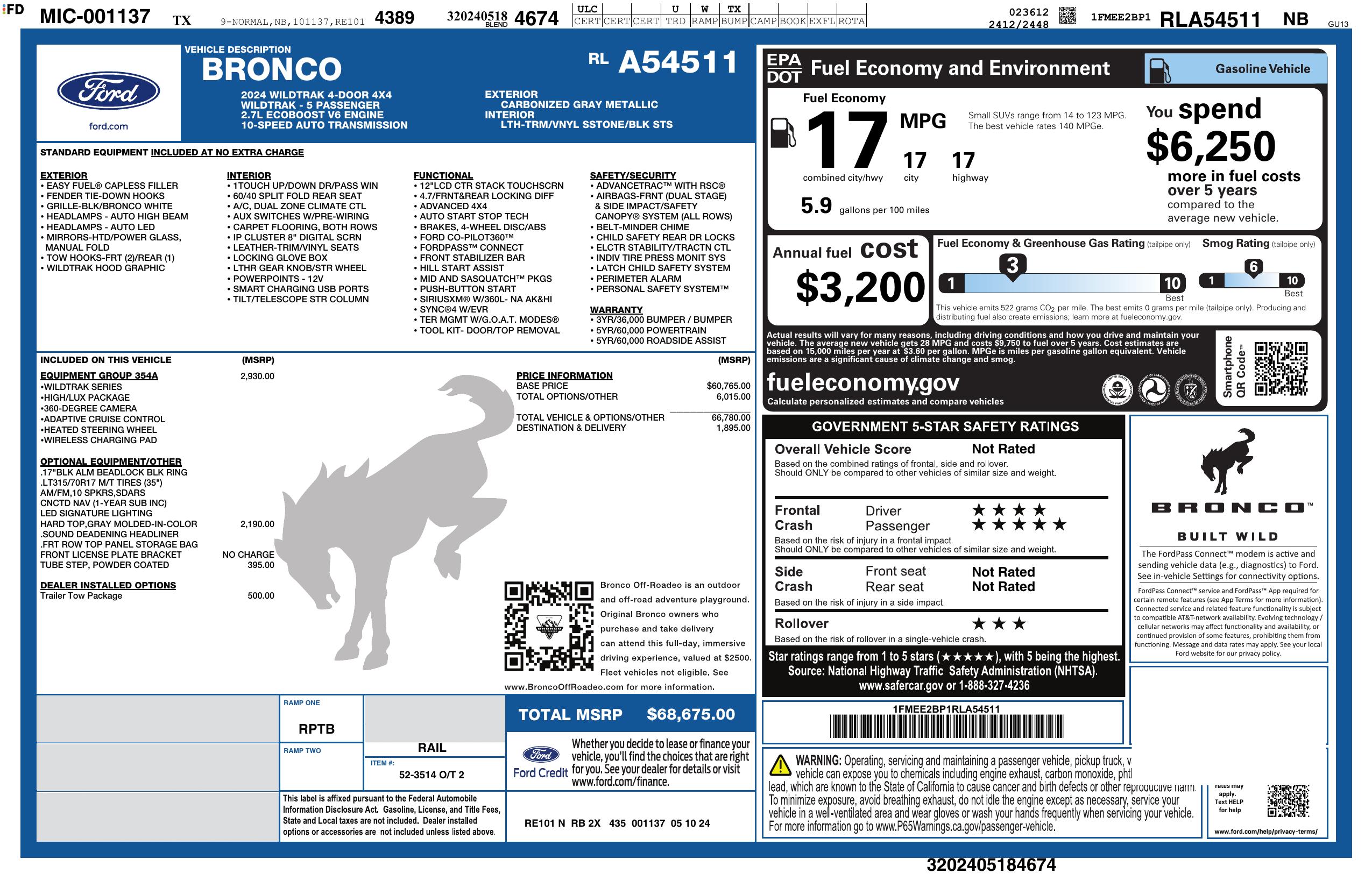 Sold 2024 Ford Bronco Wildtrak in Dallas